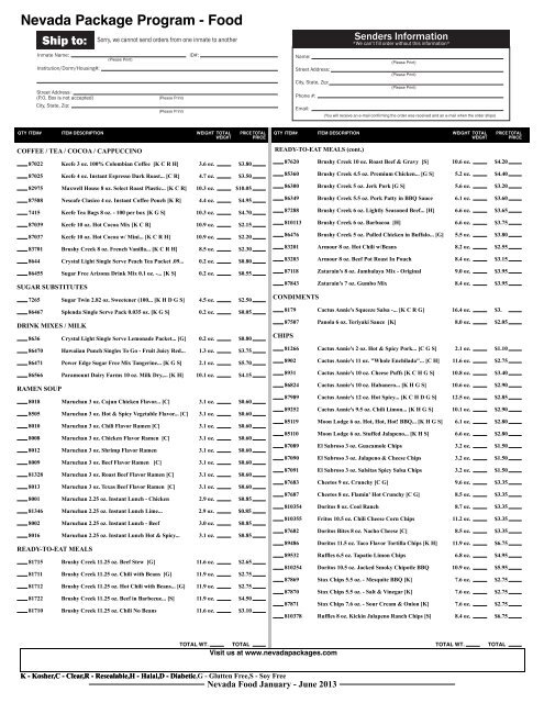 Nevada Food January - June 2013 - Access Securepak