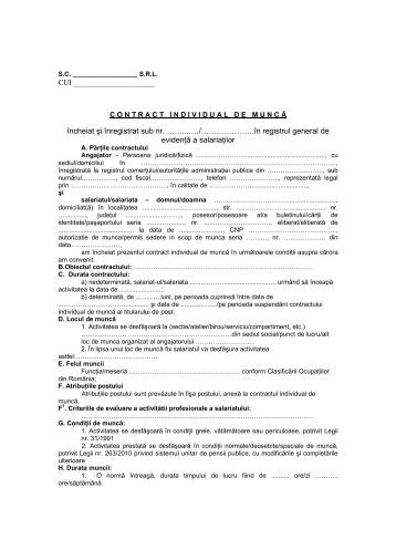 Model contract individual de munca - ITM Satu Mare