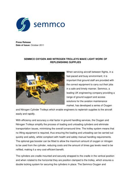 Oxygen Nitrogen Trolley - Semmco