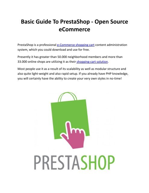 Basic Guide To Prestashop Open Source Ecommerce