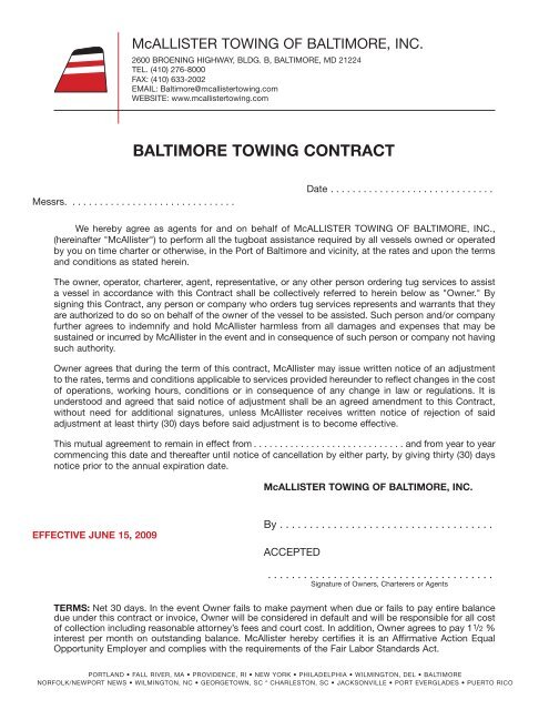 BALTIMORE TOWING CONTRACT - McAllister Towing