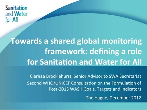 Clarissa Brocklehurst - WHO/UNICEF Joint Monitoring Programme