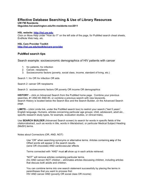 Effective Database Searching & Use of Library Resources