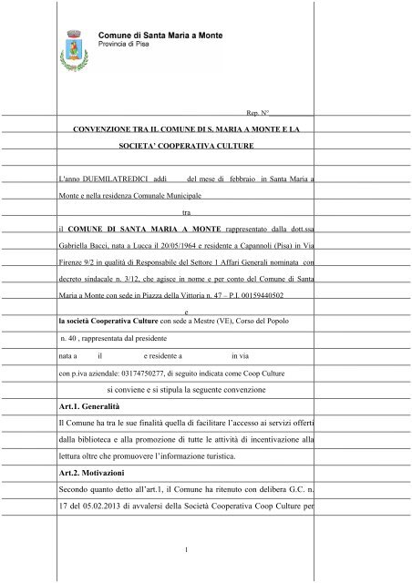 schema convenzione - Comune di Santa Maria a Monte