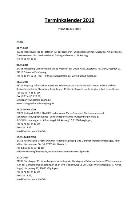 Terminkalender 2010 - MK Oldtimer Service