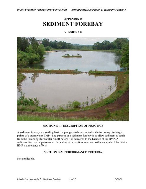 SEDIMENT FOREBAY - Virginia Water Resources Research Center