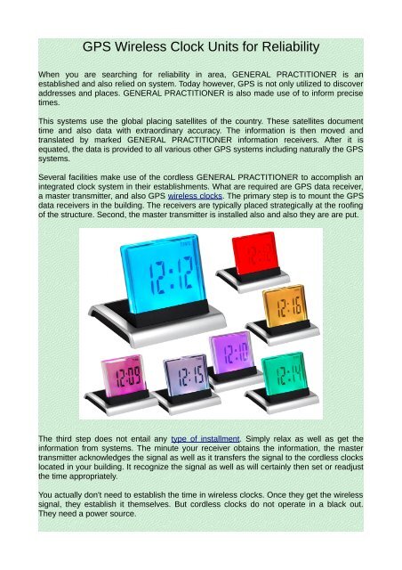 GPS Wireless Clock Units for Reliability