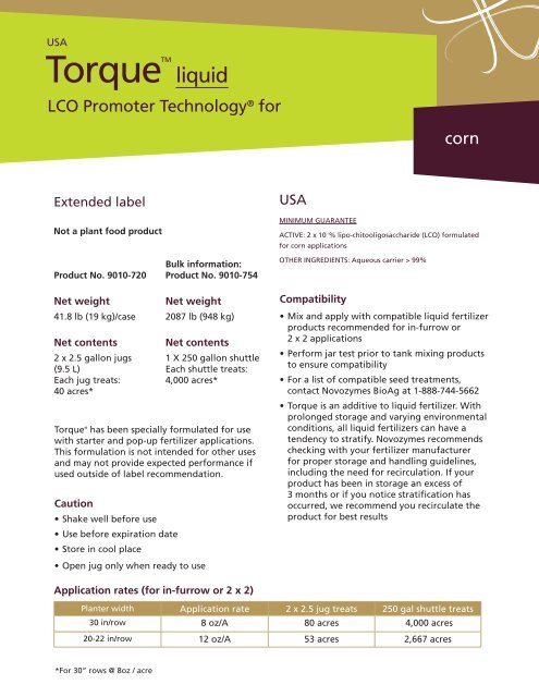 Torque corn extended label - Novozymes