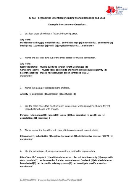Dummy question set - BOHS