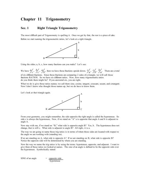 Chapter 11 Trigonometry - Hanlon Math