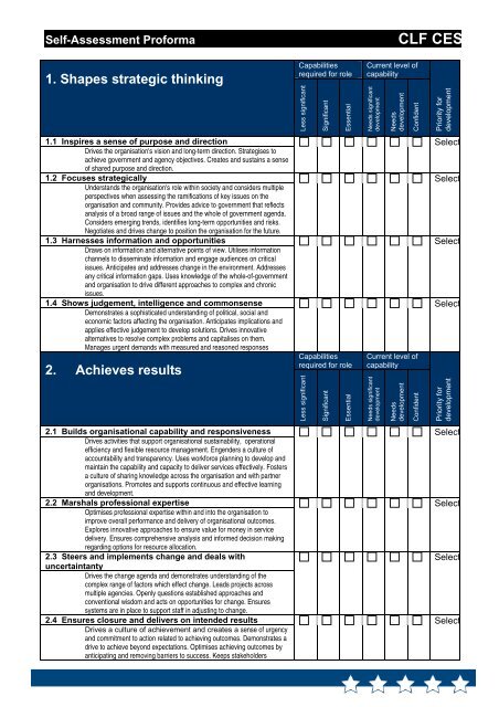 Self assessment proforma for CLF CES - Public Service Commission