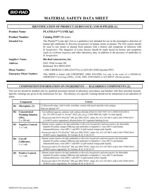 MATERIAL SAFETY DATA SHEET - Bio-Rad