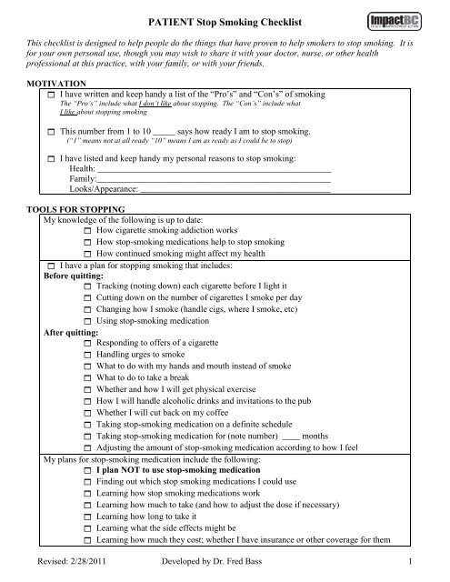 Quit Smoking Checklist Helping People With Diabetes Quit Smoking: New