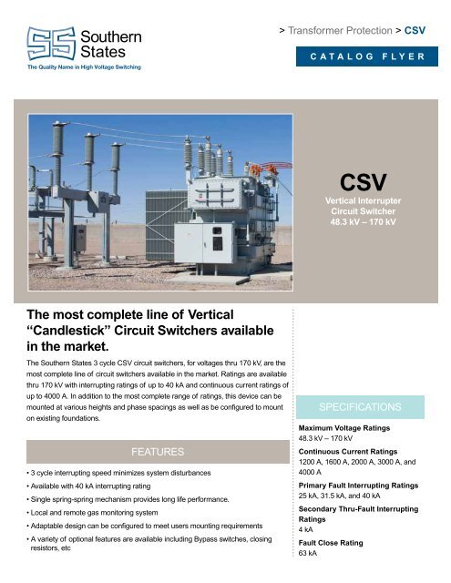 CSV 48.3kV-170kV Catalog Flyer - Southern States