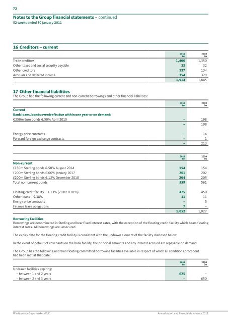 72 Notes to the Group