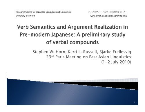 presentation - Verb semantics and argument realization in pre ...