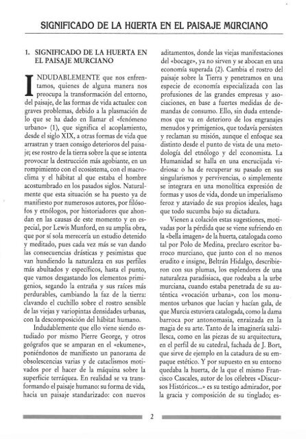 SIGNIFICADO DE LA HUERTA EN EL PAISAJE MURCIANO