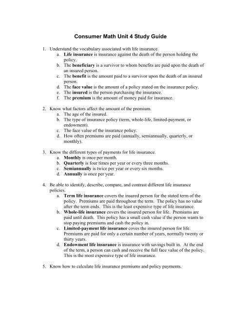 Consumer Math Unit 1 Study Guide