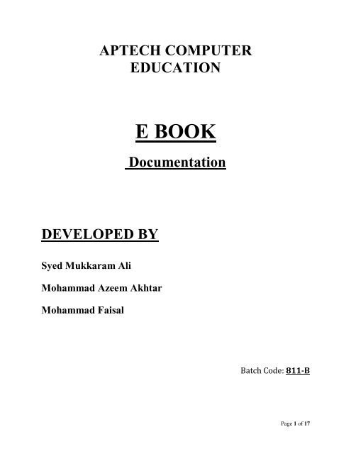 E BOOK - Aptech Computer Education