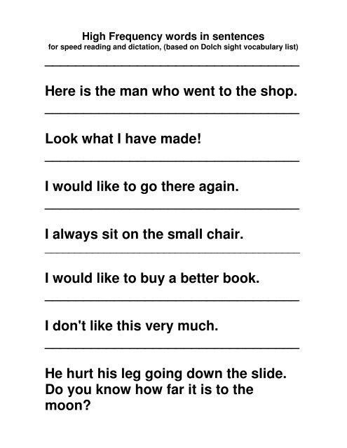 Dolch words in sentences - Beacon Media