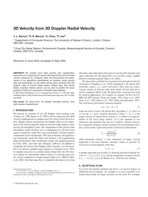 3D Velocity from 3D Doppler Radial Velocity - Computer Science ...