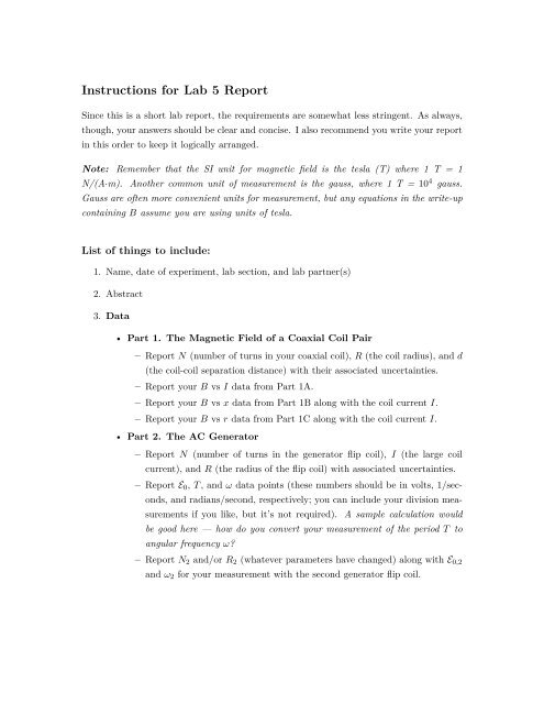 Instructions for Lab 5 Report