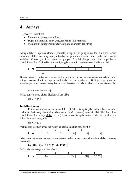 4. Arrays - iLab - Universitas Gunadarma