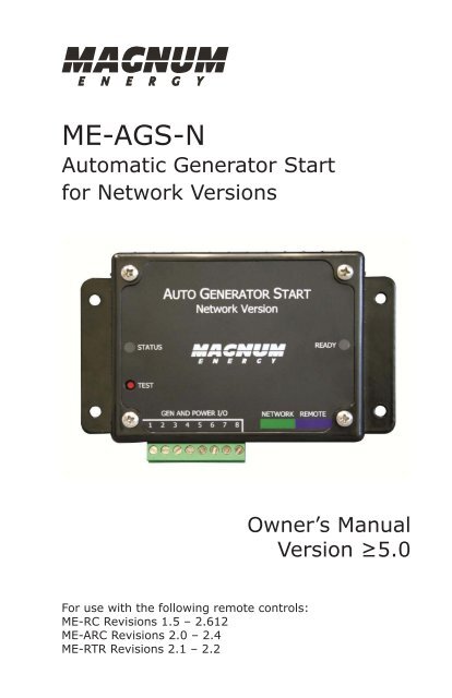 ME AGS Network Manual.p65 - Magnum Energy