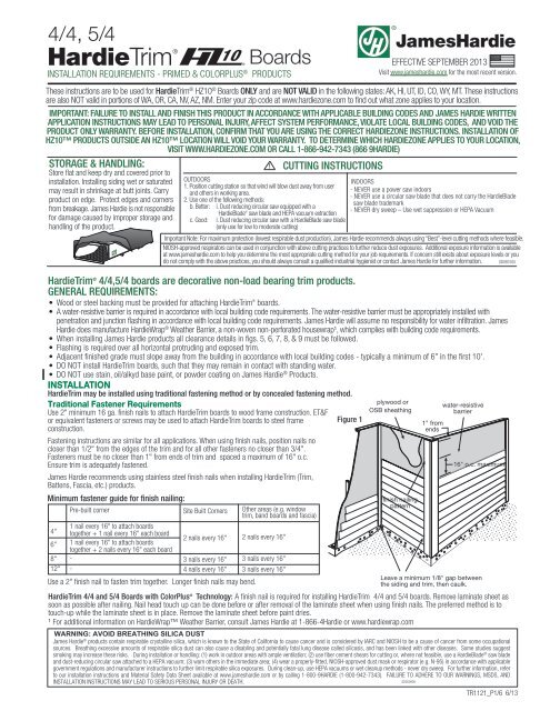 HZ10Â® Installation Instructions for U.S. - James Hardie