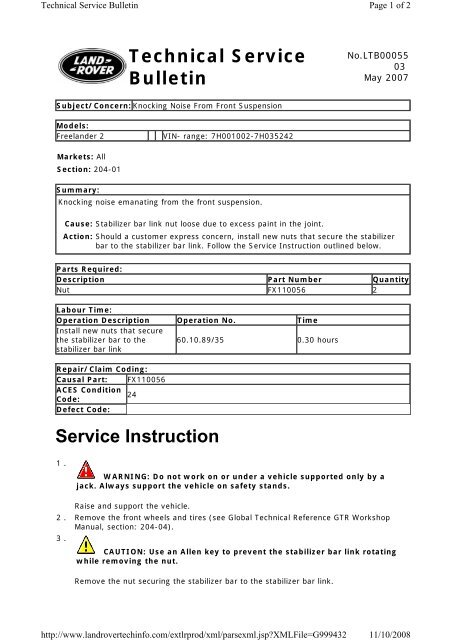 Service Instruction Technical Service Bulletin - Freel2.com