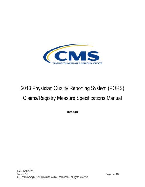 (PQRS) Claims/Registry Measure Specification Manual - American ...