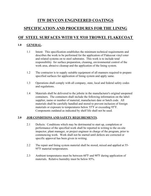 ITW DEVCON ENGINEERED COATINGS