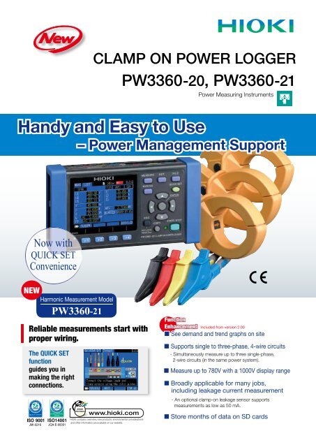 CLAMP ON POWER LOGGER PW3360-20, PW3360-21 - Panambra