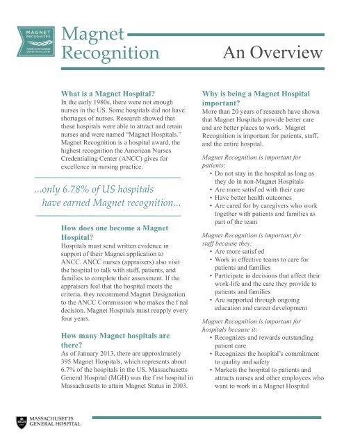 Magnet Recognition An Overview - Patient Care Services