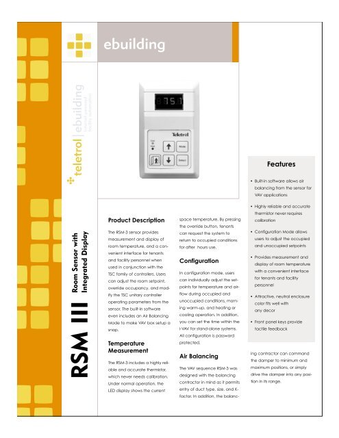 Room sensor module for VAV Controller - Hepburn Controls Inc.