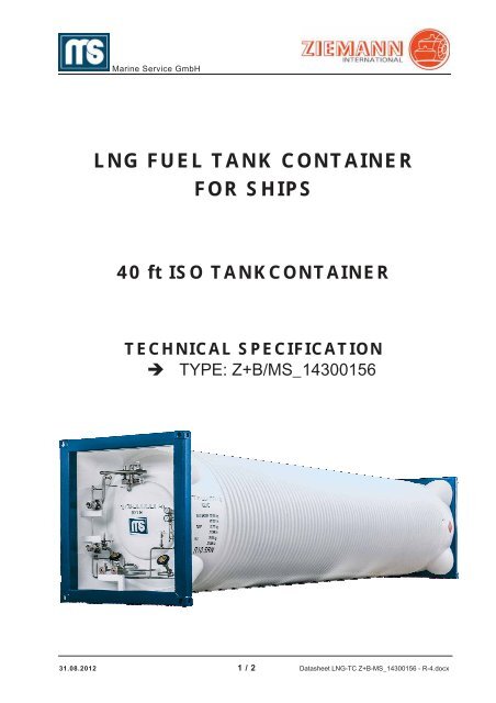 LNG FUEL TANK CONTAINER FOR SHIPS - Marine Service GmbH
