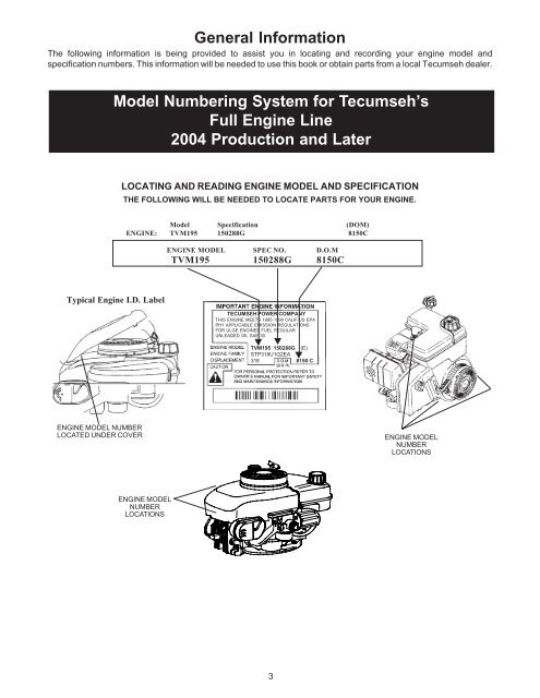 Model Numbering System - Tecumseh Power