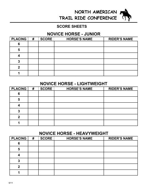 Score Sheets - North American Trail Ride Conference
