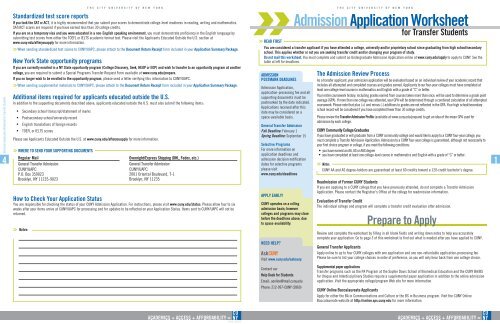 Admission Application Worksheet - CUNY