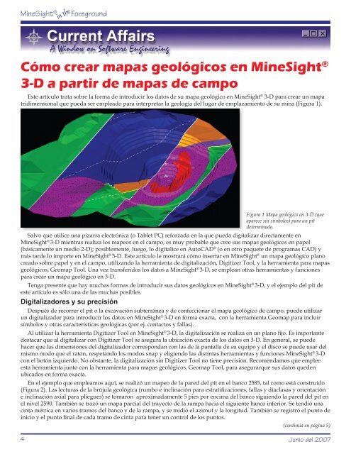 CÃ³mo crear mapas geolÃ³gicos en MineSightÂ® 3-D a ... - Mintec, Inc.
