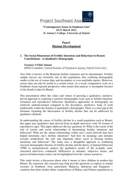 Panel: Human Development - Project Southeast Asia