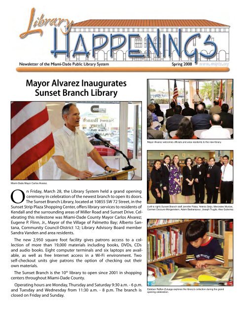 Mayor Alvarez Inaugurates Sunset Branch Library - Miami-Dade ...