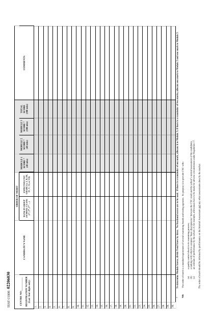 Record of Marks Form - Caribbean Examinations Council
