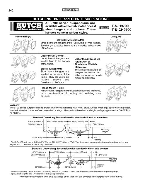 HUTCHENS H9700 and CH9700 SUSPENSIONS T-S ... - Trailco Parts