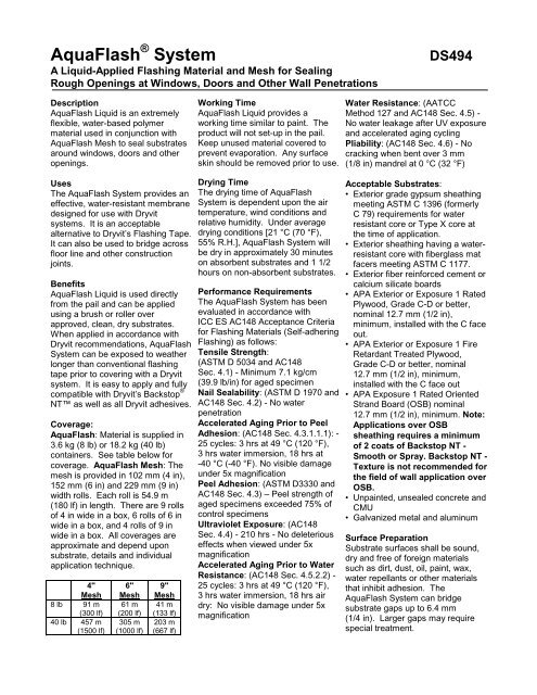 AquaFlash System - DS494 - Dryvit