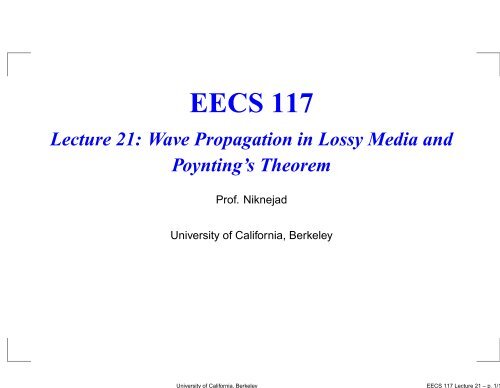 Lecture 21 - Ali M. Niknejad - University of California, Berkeley