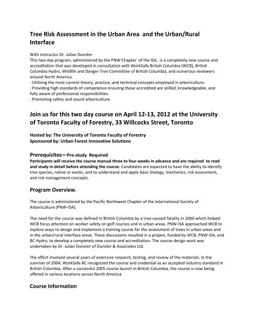 Tree Risk Assessment in the Urban Area and the Urban/Rural ...
