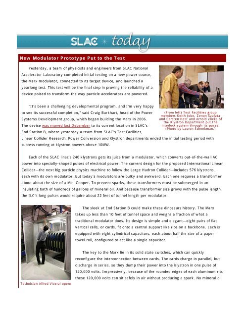 SLAC Today - The ILC at a glance 2 - International Linear Collider