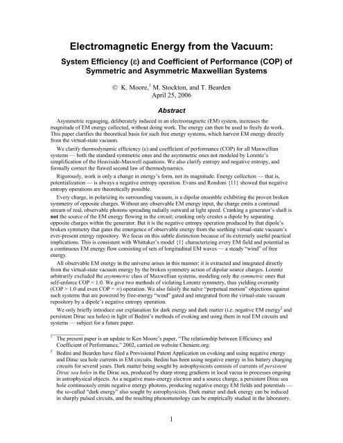 System Efficiency - The Tom Bearden Website