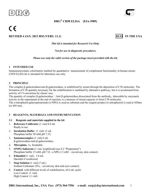 DRG CH50 ELISA (EIA-3989) REVISED 4 JAN ... - DRG International